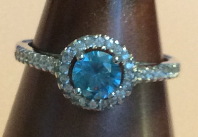 RYZE Caribbean Blue & White Frost CZ Sterling Silver Ring SZ 9.5 Round ...