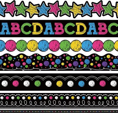 82Ft Black Brights Classroom Bulletin Board Border 72Pcs Colorful black ...
