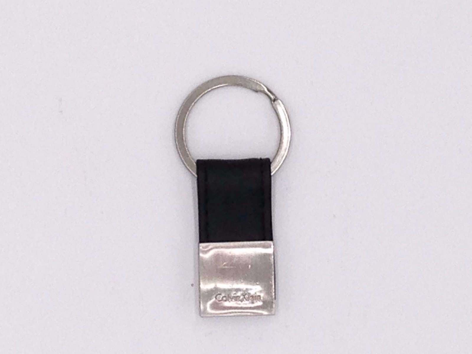 $75 Calvin Klein Men'S Black Leather Metal Key Fob Clip Holder Ring ...