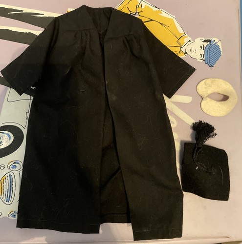 Vintage Barbie & Ken Doll Graduation Cap & Collar Black Gown Robe 1960 ...