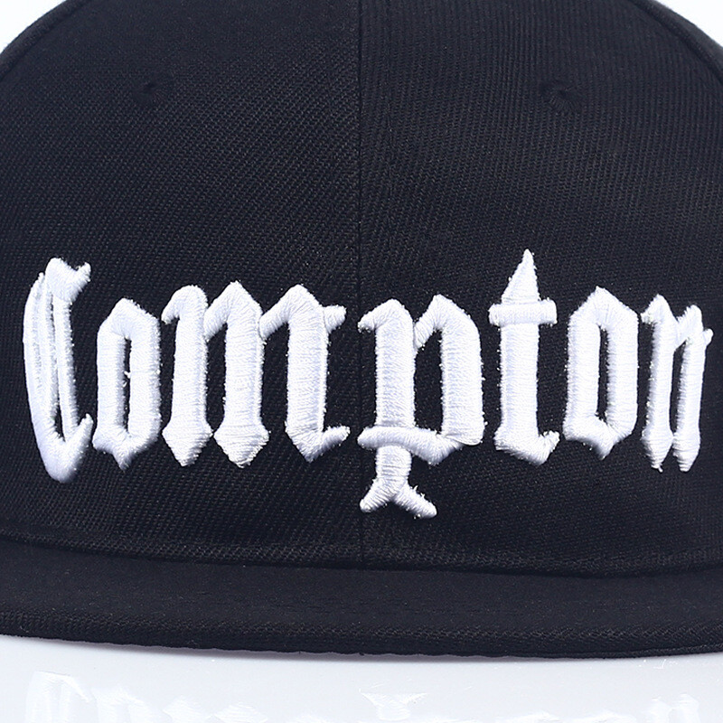 Black Embroidery Compoton Letter Hat Men Baseball Cap Hiphop Sun Cap ...