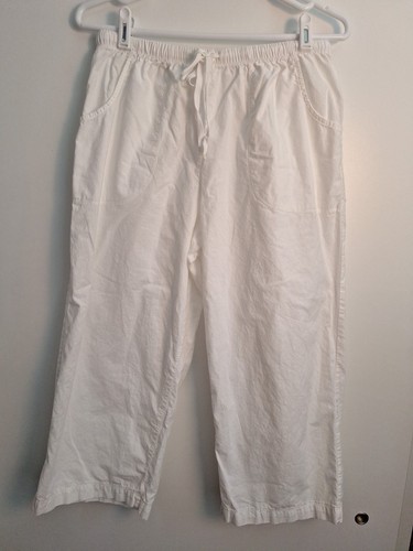 Fresh Produce Capris White Cotton Drawstring Waist Size L VGUC | eBay