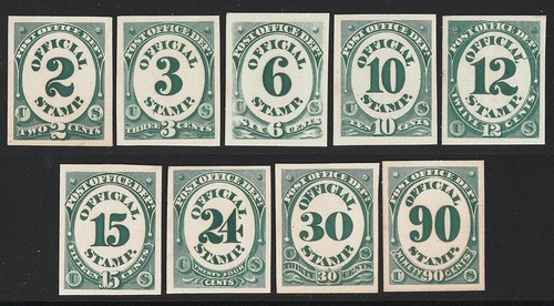 UNITED STATES 1873 Official PO set green trial colour proofs Atlanta ...
