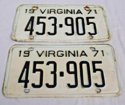 Pair of 2 Matching Vintage Virginia Vehicle License Plates 1970 | eBay
