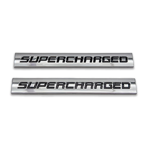 2x Chrome&Black Metal Supercharged Emblem Badge Sport Replacement ...