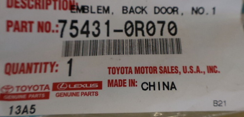 NEW OEM 19-23 TOYOTA RAV4 Lift Gate Exterior Trim-Nameplate 75431-0R070 ...