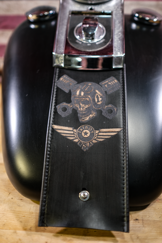 Retro Harley Davidson Fatboy Skull Antiqued Leather Gas Tank Bib Panel ...