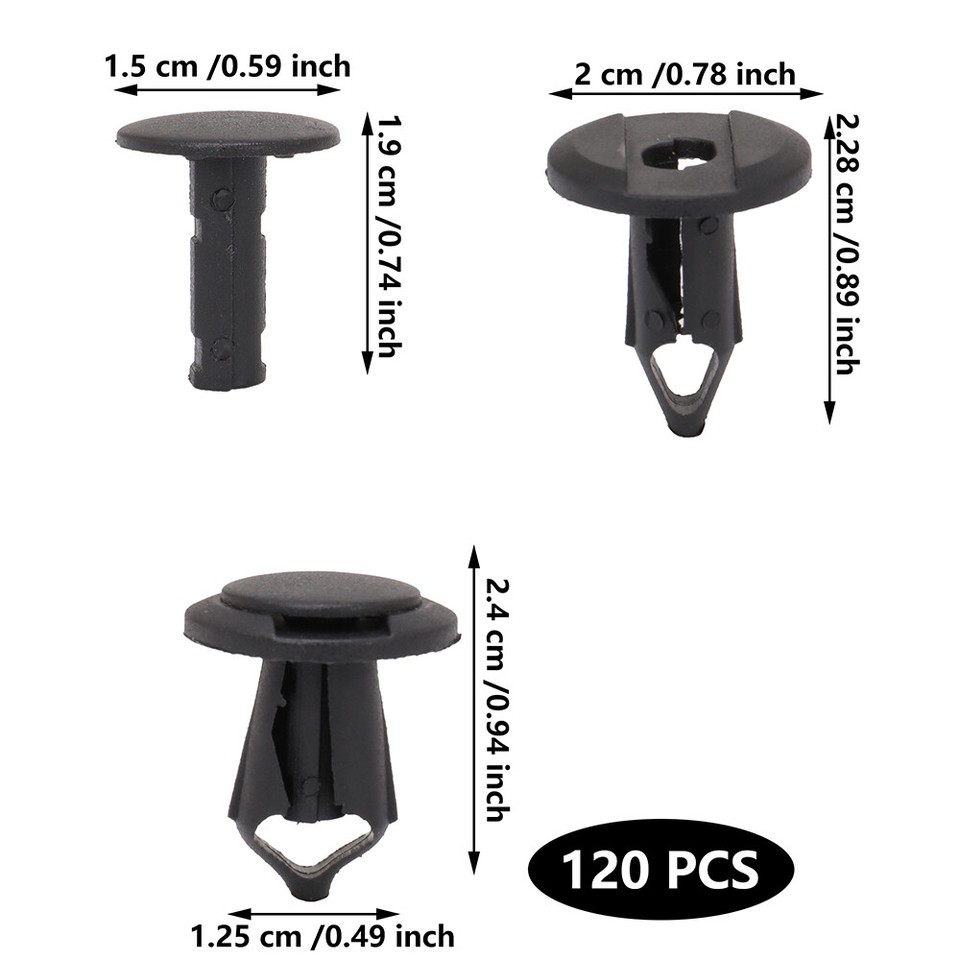 120PCS 8mm Bumper Clips Auto Car Hole Retainer Rivets Fastener Fender ...