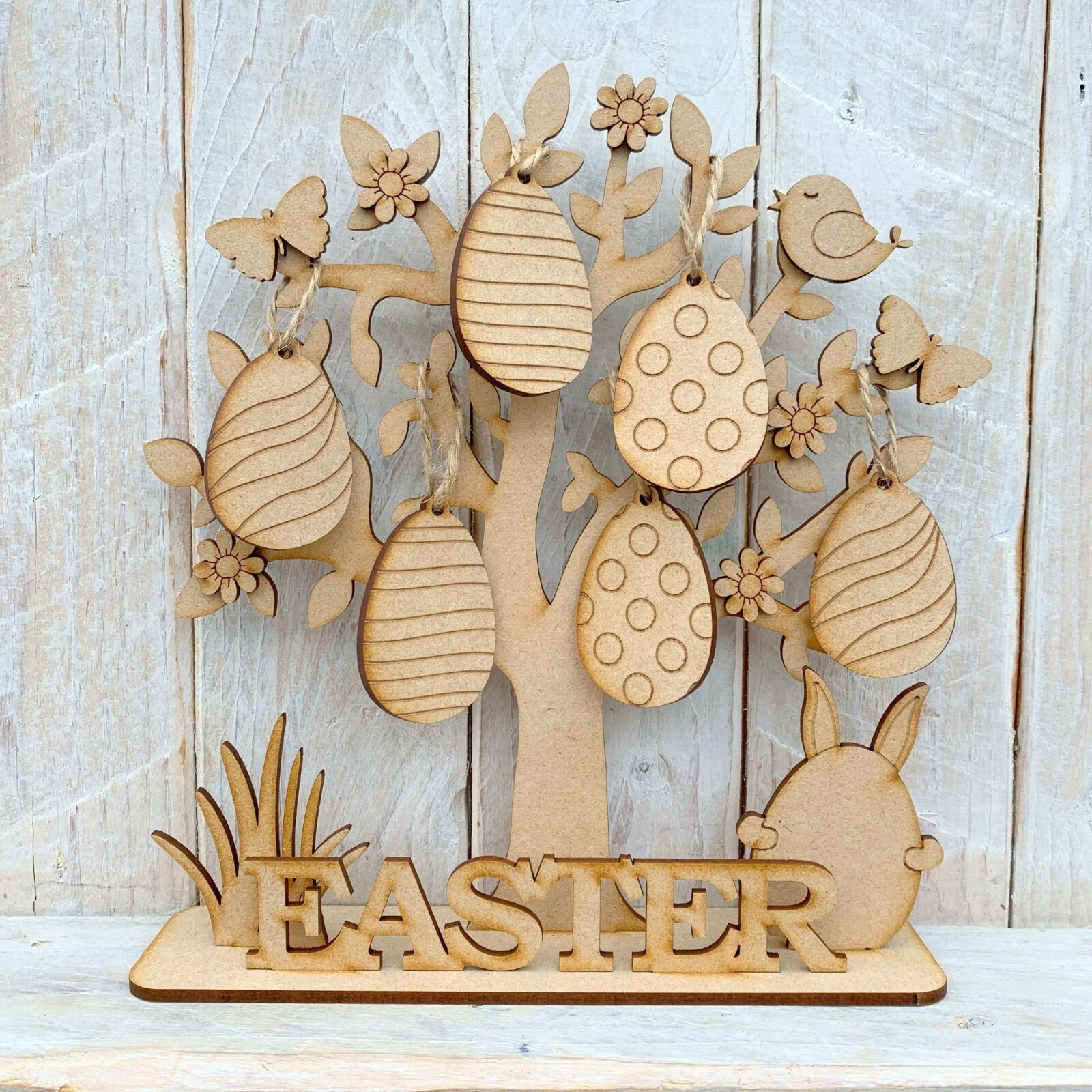 Wooden MDF Easter Tree with Decorations Easter Eggs Easter Display ...