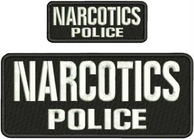 NARCOTICS POLICE EMBROIDERY PATCH 4X10 AND 2X5 HOOK ON BACK BLK/WHITE ...