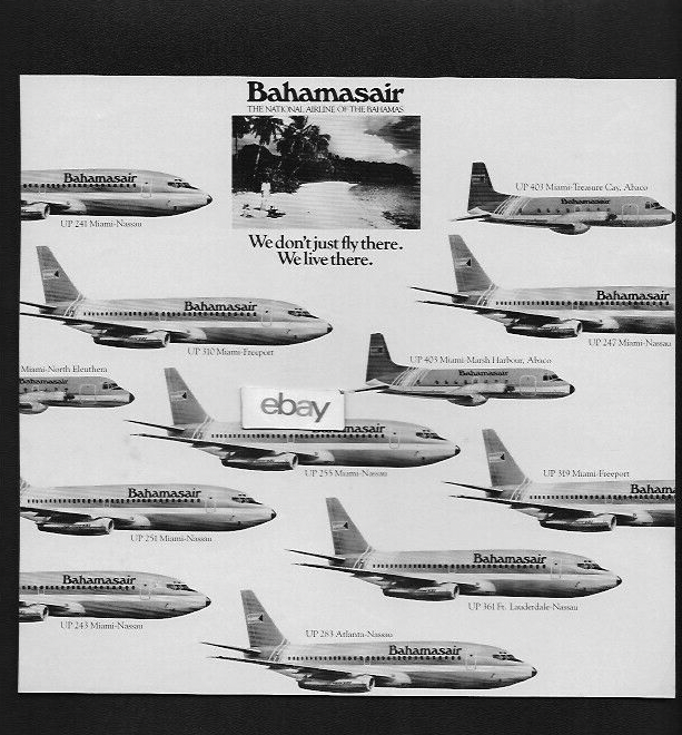 BAHAMASAIR 1982 BOEING 737 & HS-748 FLIGHT SCHEDULE NATIONAL AIRLINE ...