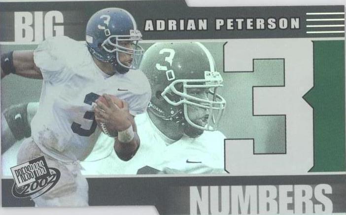 2002 Press Pass - Big Numbers Adrian Peterson #BN 12 (RC) for sale ...
