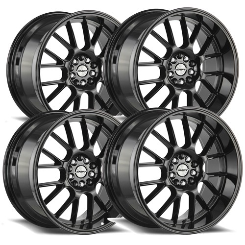 (4) Shift H28 Crank 18x8.5 5x4.5"/5x120 +30mm Gloss Black Wheels Rims ...