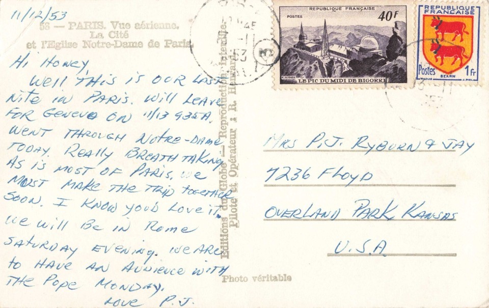 Paris France, Rare Aerial View of Notre Dame, Vintage RPPC Real Photo ...