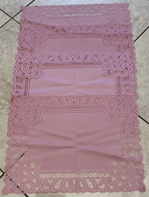 Heritage Lace Pink Battenburg Design 14 x 19 Placemats/ Runner 4 piece ...