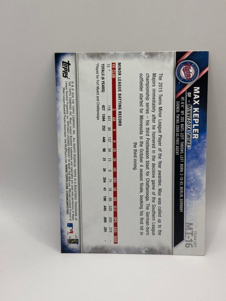 2016 Topps Max Kepler #475 - RC Rookie - Minnesota Twins | eBay