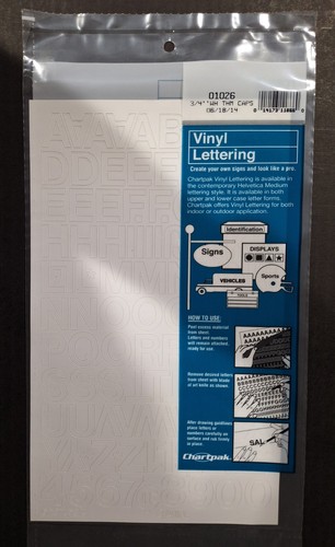 Vinyl Lettering, Numbers & Punctuation by Chartpak-3/4" High-White | eBay