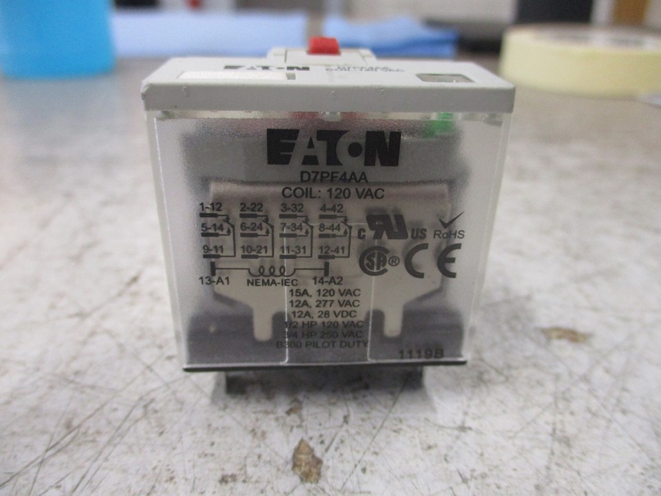 Eaton Relay D7PF4AA 120V Coil Used | eBay