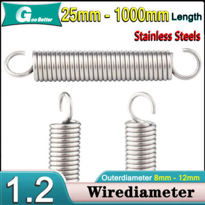 Expansion Spring 1.2mm WireDia Stainless Tension Extension Extending ...