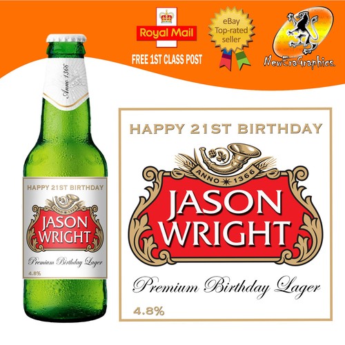 4, 6 OR 12 PERSONALISED BEER LAGER BOTTLE LABELS BIRTHDAY ANY OCCASION ...