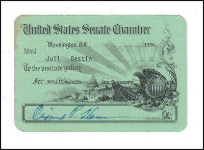 US Senate Chamber Pass 1978 95th Congress 2nd Session Clifford P Hansen ...