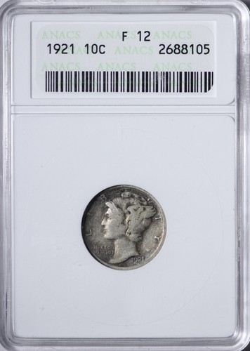1921 Mercury Dime ANACS F12 Soap Box Holder URCCW | eBay