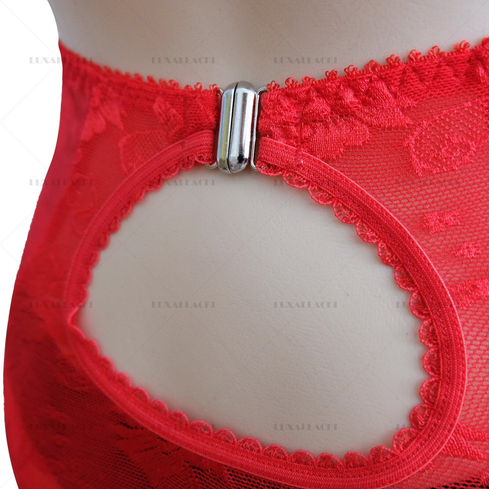 Luxallacki Mesh Floral Lace 6 Straps Garter Belt Shaping Girdle Sexy ...