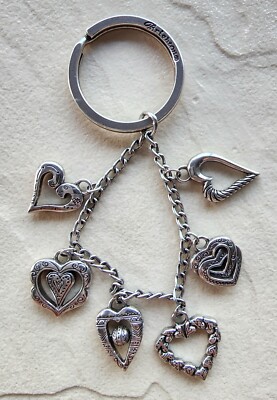 Brighton Keychain Silver Plated Heart 6 Charms Key Fob Rare | eBay