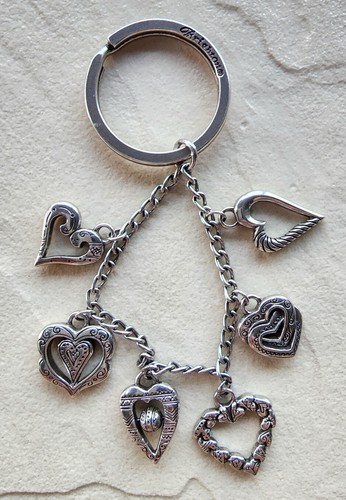 Brighton Keychain Silver Plated Heart 6 Charms Key Fob Rare | eBay