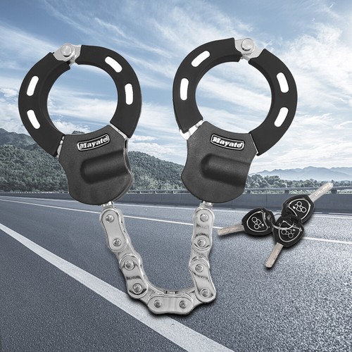 Handcuff Chain Lock with 3 Keys Bicycle Double Lock Motorcycles Bike ...