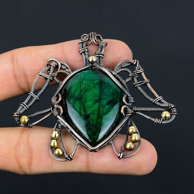 Green Labradorite Gemstone Copper Wire Wrap Handmade Turtle Pendant ...