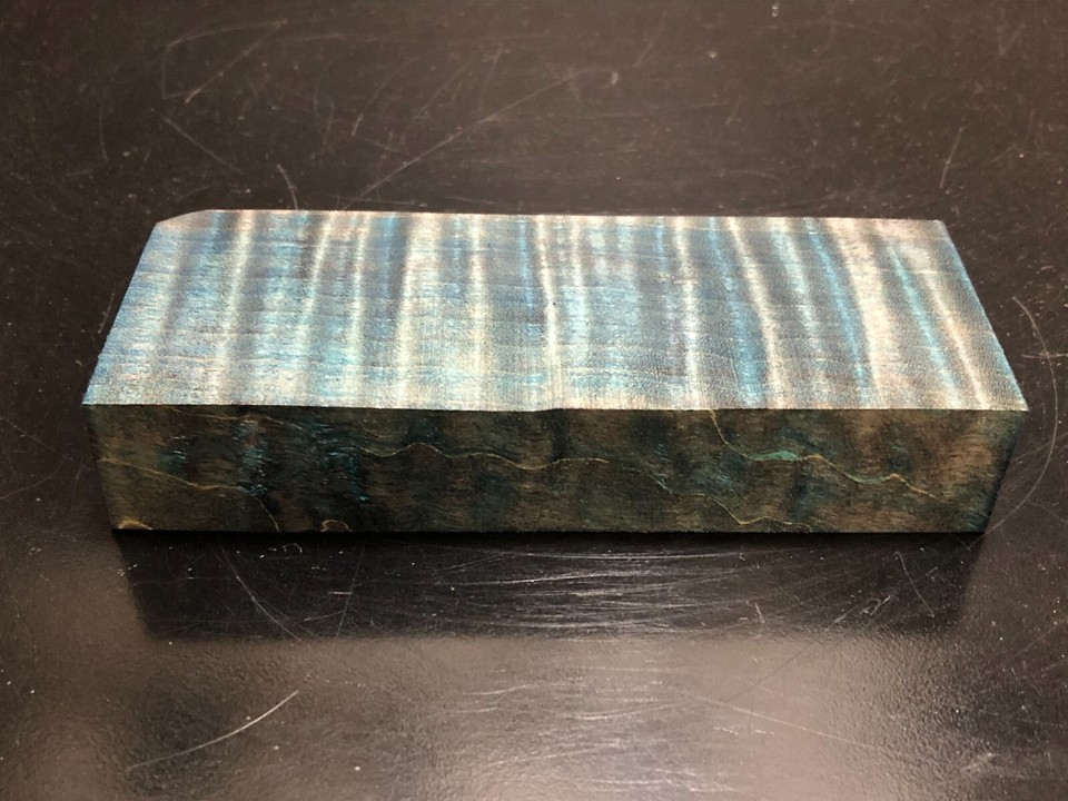BL120 STABILIZED Double Dyed Curly Maple Knife Block Blank Pistol Grip ...