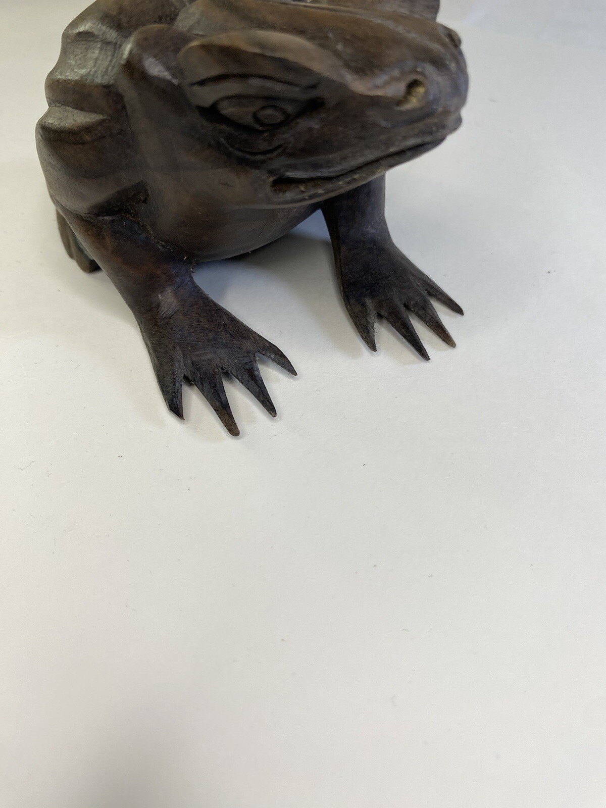 Bullfrog Frog Toad Hand Carved Wood Fine textured lines Symbol of ...