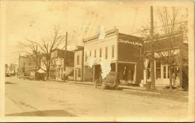 RPPC Street View Shepherd Michigan Real Photo Postcard 1933 | eBay