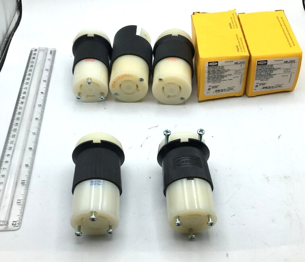 Hubbell Female Connector Plug Lot of 7, HBL2623, 2413, 2613, 2433, 2323 ...