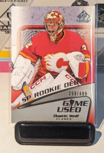 Dustin Wolf 2023-24 Upper Deck SP Game Used Rookie Debut #R-4 Calgary ...