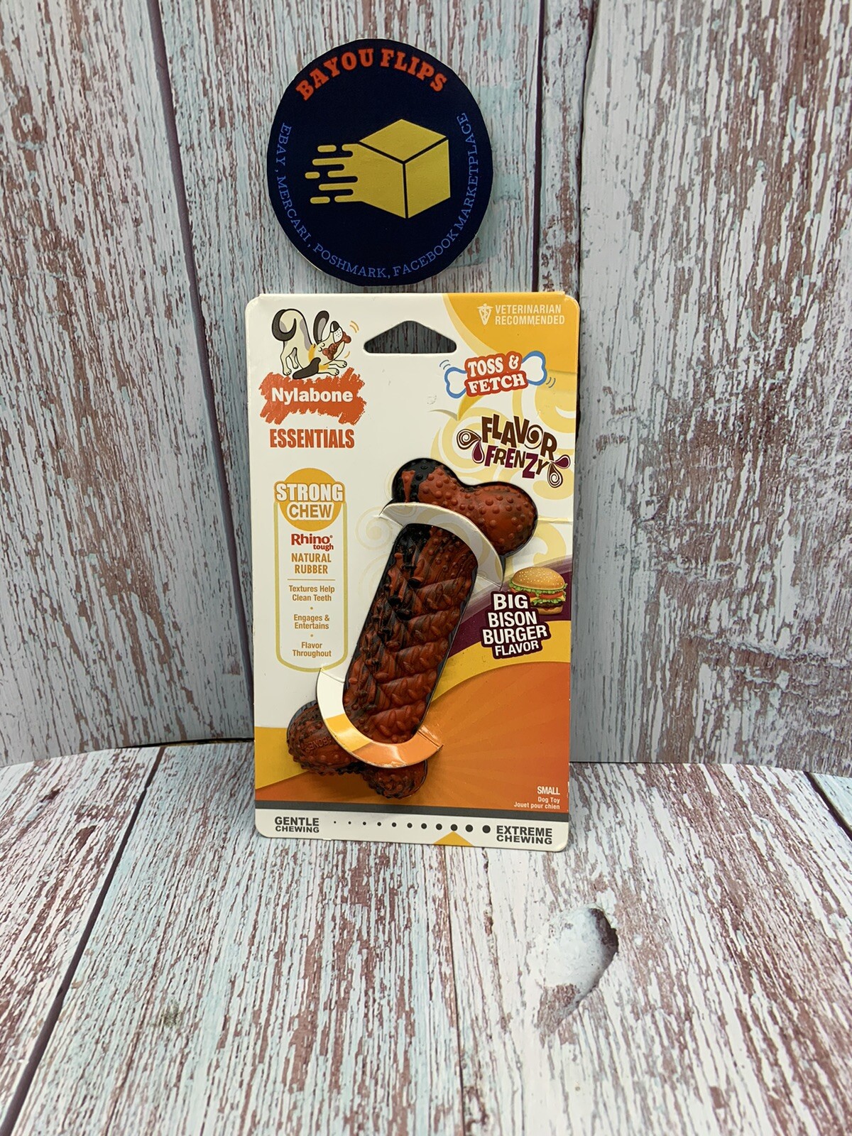 Nylabone Daily Dental Rubber Braid Bone Bison Burger Flavor Bones Small ...