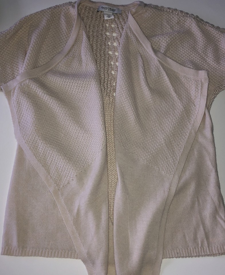 White House Black Market Open Front Knit Cardigan Sweater Ivory Cream ...