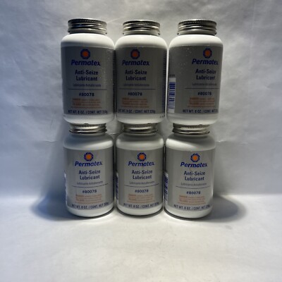 6 JARS - Permatex 80078 Anti Seize Lubricant with Brush Top Bottle 8 oz ...