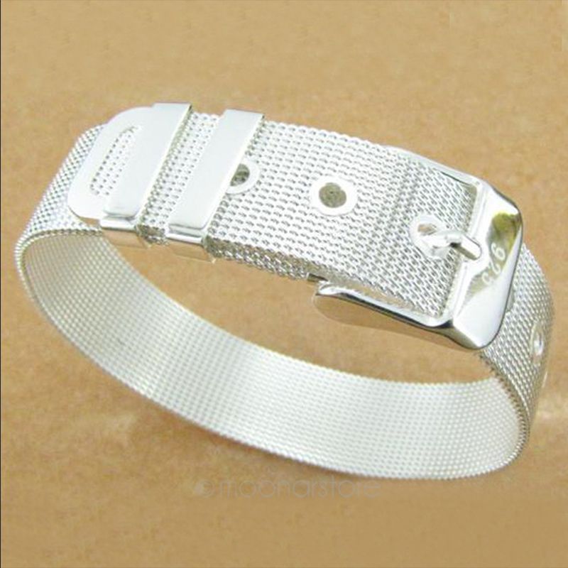 Women S Fashion Jewelry 10mm Silver Plated Strap Belt Bracelet 28 4 Ebay