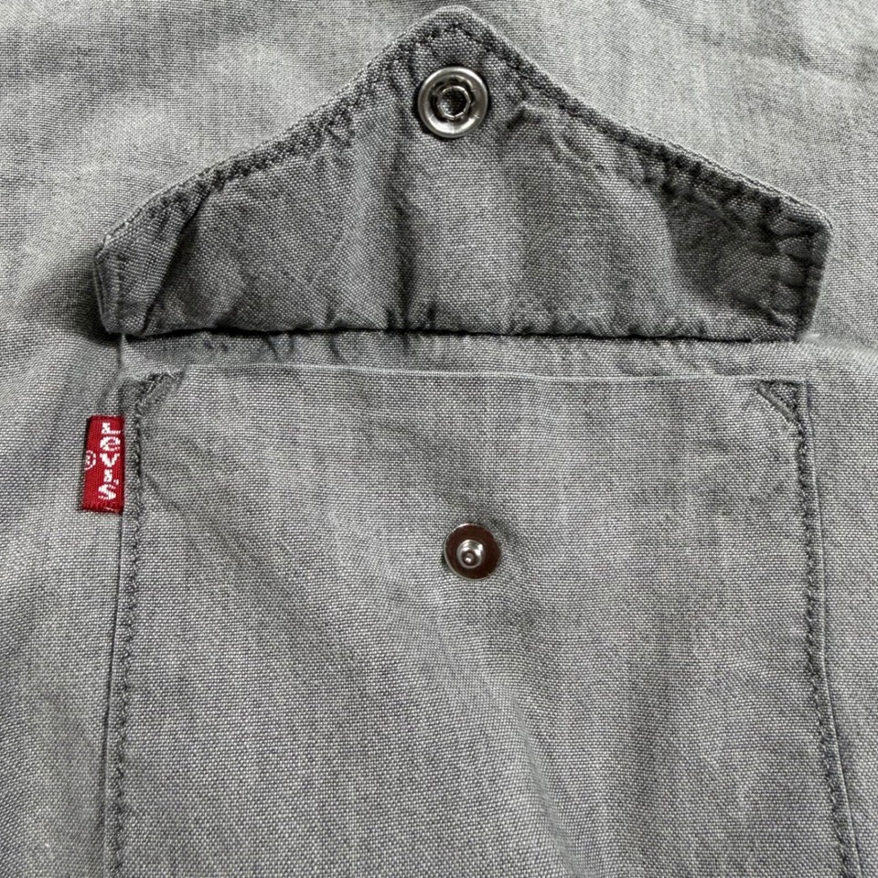 Levis Standard Mens Chambray Gray Long Sleeve Pearl Snap Western Cowboy ...