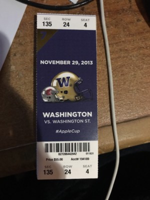 2013 WASHINGTON HUSKIES VS WASHINGTON STATE FOOTBALL TICKET STUB 11/29 ...