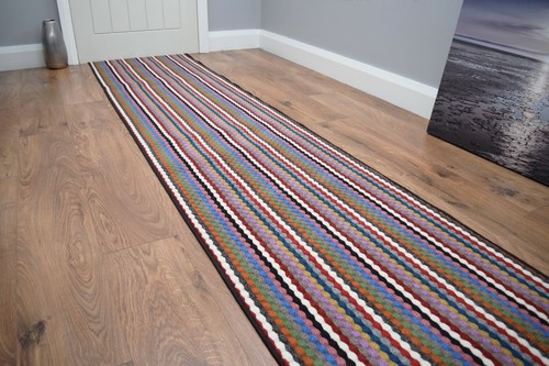 Hallway Stair Runner Bright Stripe Washable Non Slip Long Kitchen Door ...
