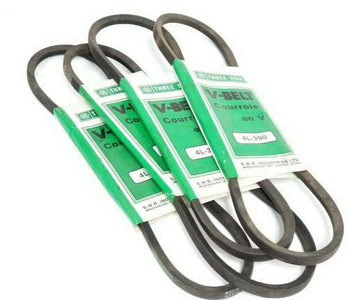 LOT OF 4 NEW THREE FIVE 4L-390 V-BELTS 4L390 TIMING BELT SMOOTH LIGHT ...