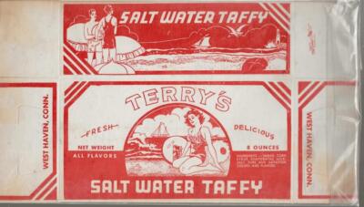 RARE TERRY'S SALT WATER TAFFY UNMADE BOX, SAVIN ROCK, WEST HAVEN, CONN ...