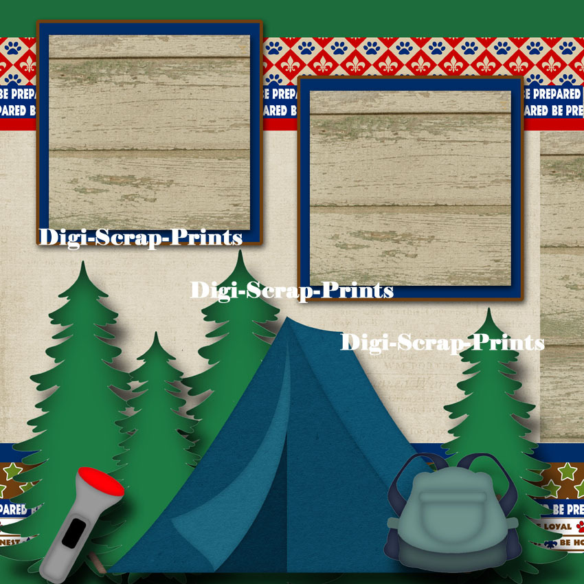 BOY or CUB SCOUTS 2 premade scrapbook pages paper piecing BY DIGISCRAP ...
