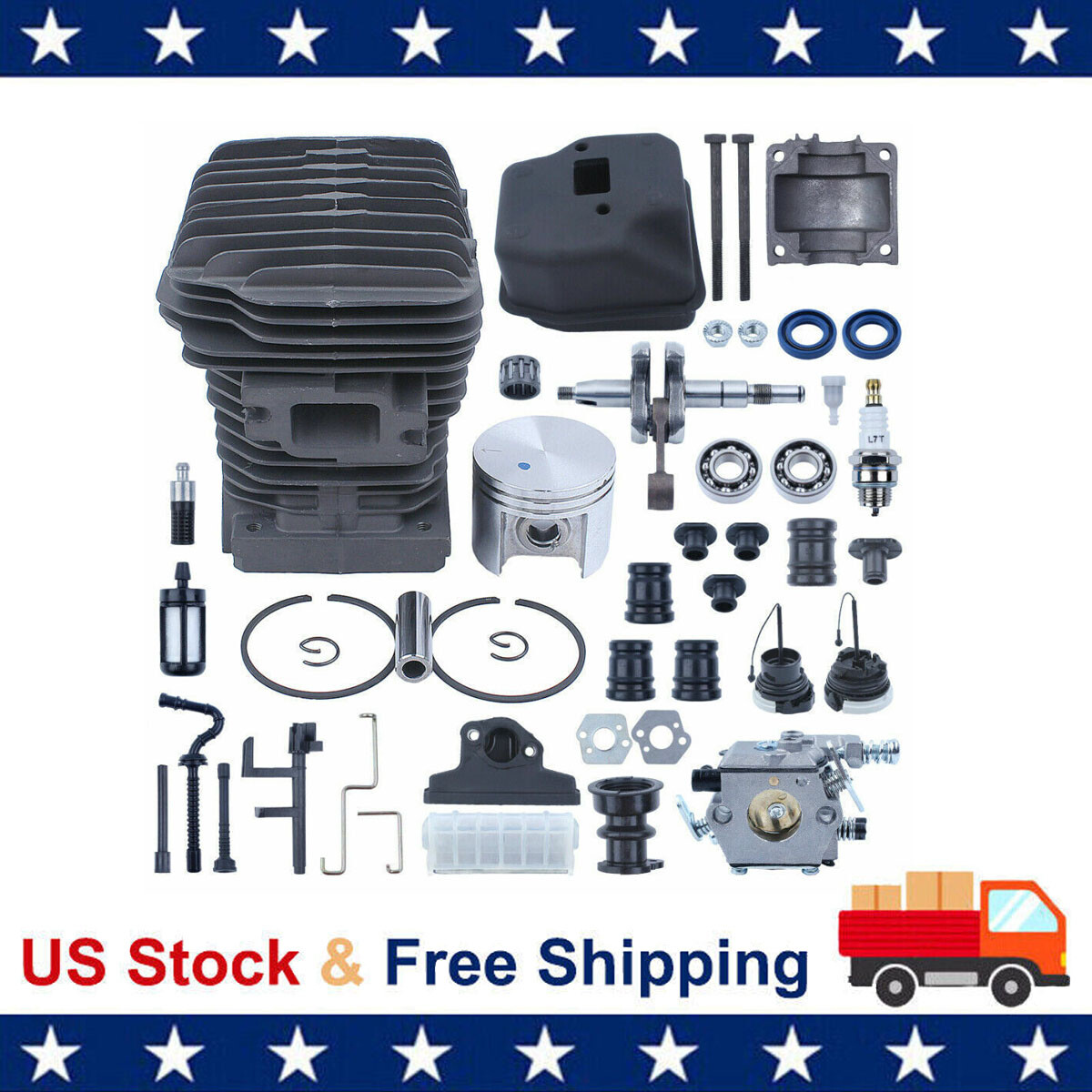 Bore 42.5mm Cylinder Top End Rebuild Kit For Stihl MS250 025 MS230 023 ...