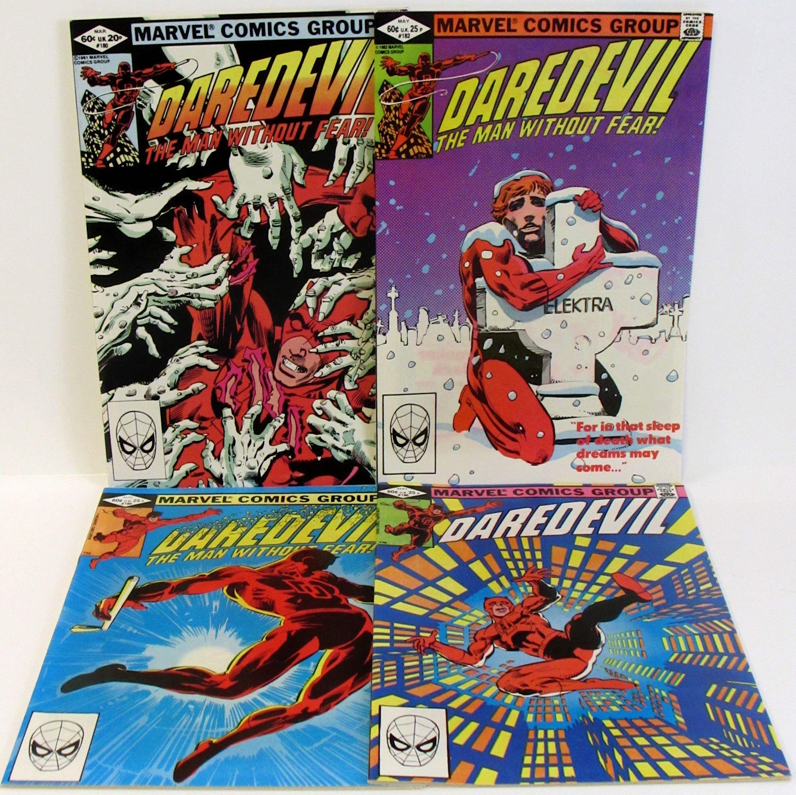 Daredevil Lot of 4 #180, 182, 185, 186 Marvel Comics 1982 1st Print ...