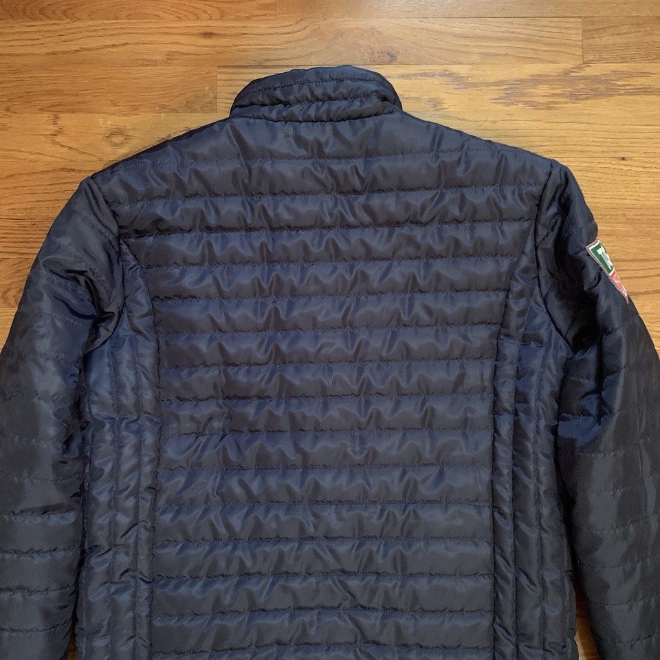 Martini Racing Puffer Jacket Mens Coat Team Patches Race Cars Striped ...