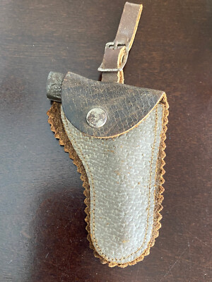 VINTAGE 1920'S STEVENS PLUCK CAST IRON TOY GUN WITH ORIGINAL LEATHER ...